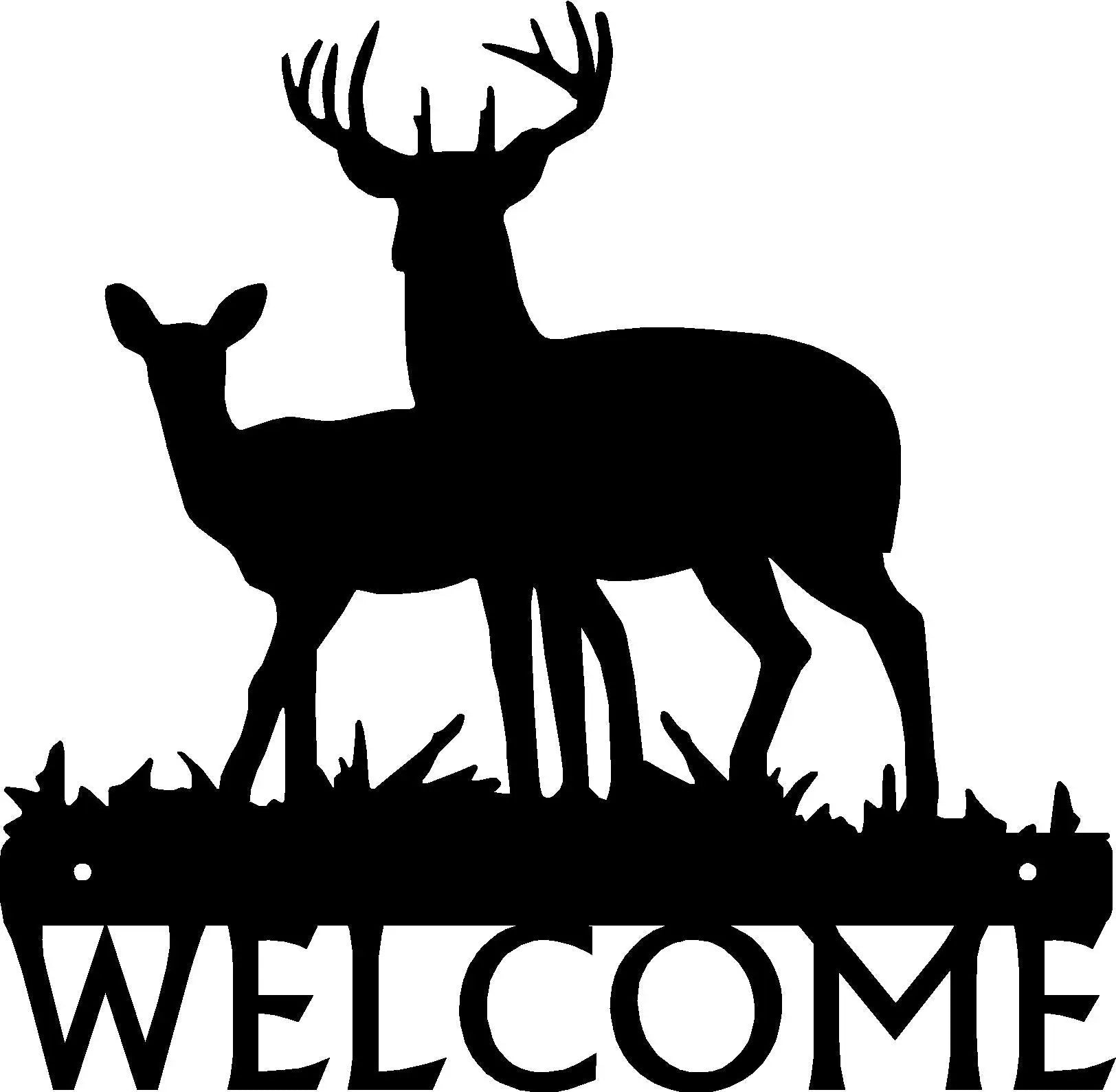 Deer Buck Head with Antlers Welcome Sign - Welcome or Your Name – Man ...