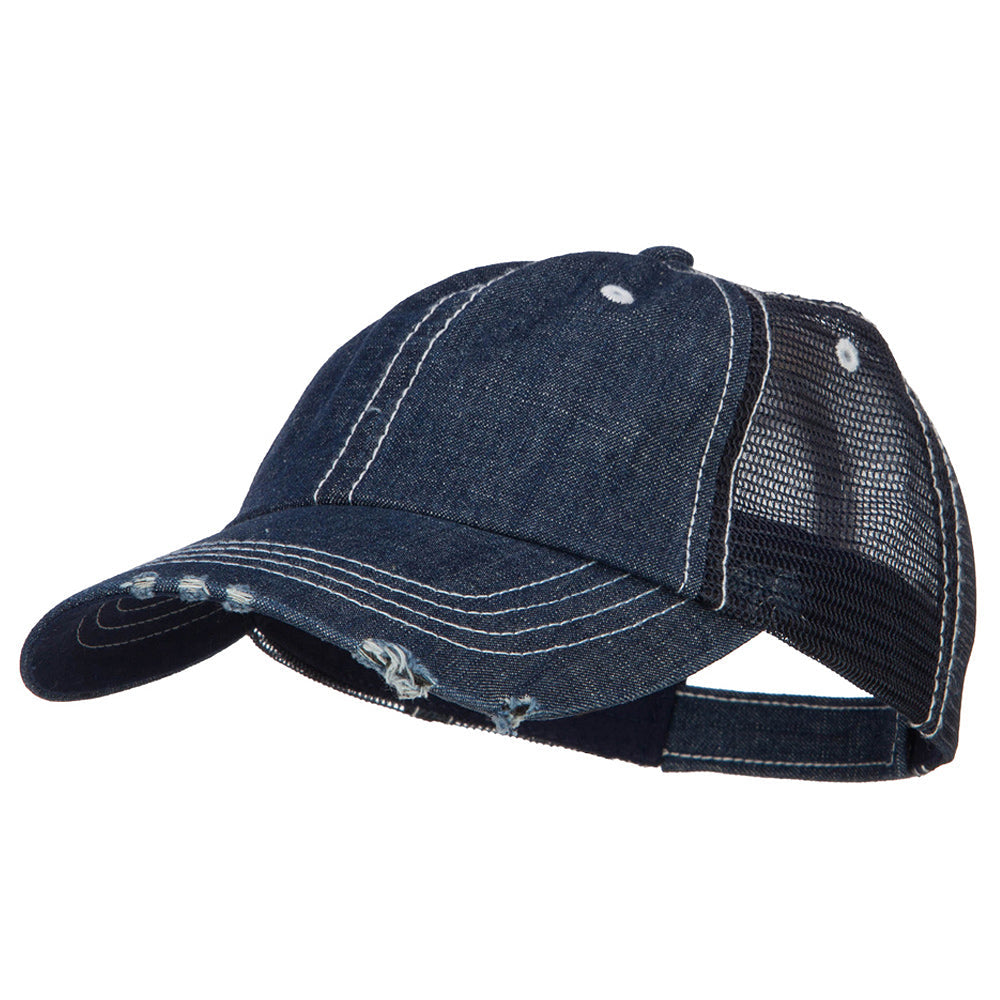 6 Panel Denim Frayed Mesh Cap – Man Cave And Apparel