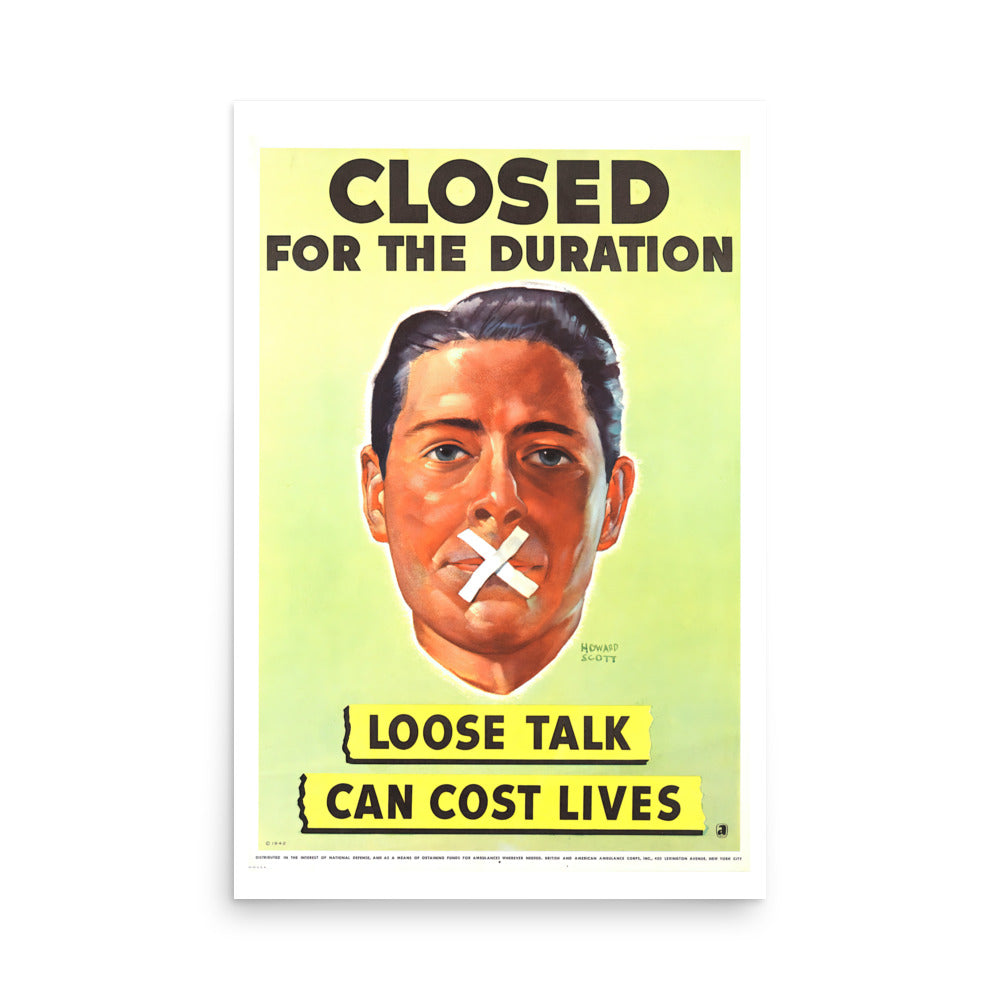 Loose Talk Can Cost Lives WWII Propaganda Poster – Man Cave And Apparel