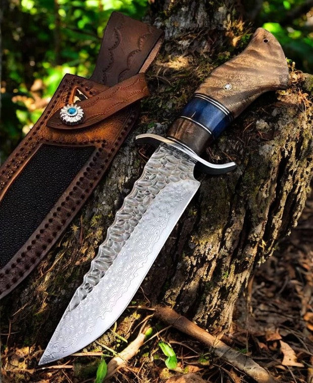 Timberwolf – Handcrafted Bowie Knife with Damascus Blade – Man Cave And ...