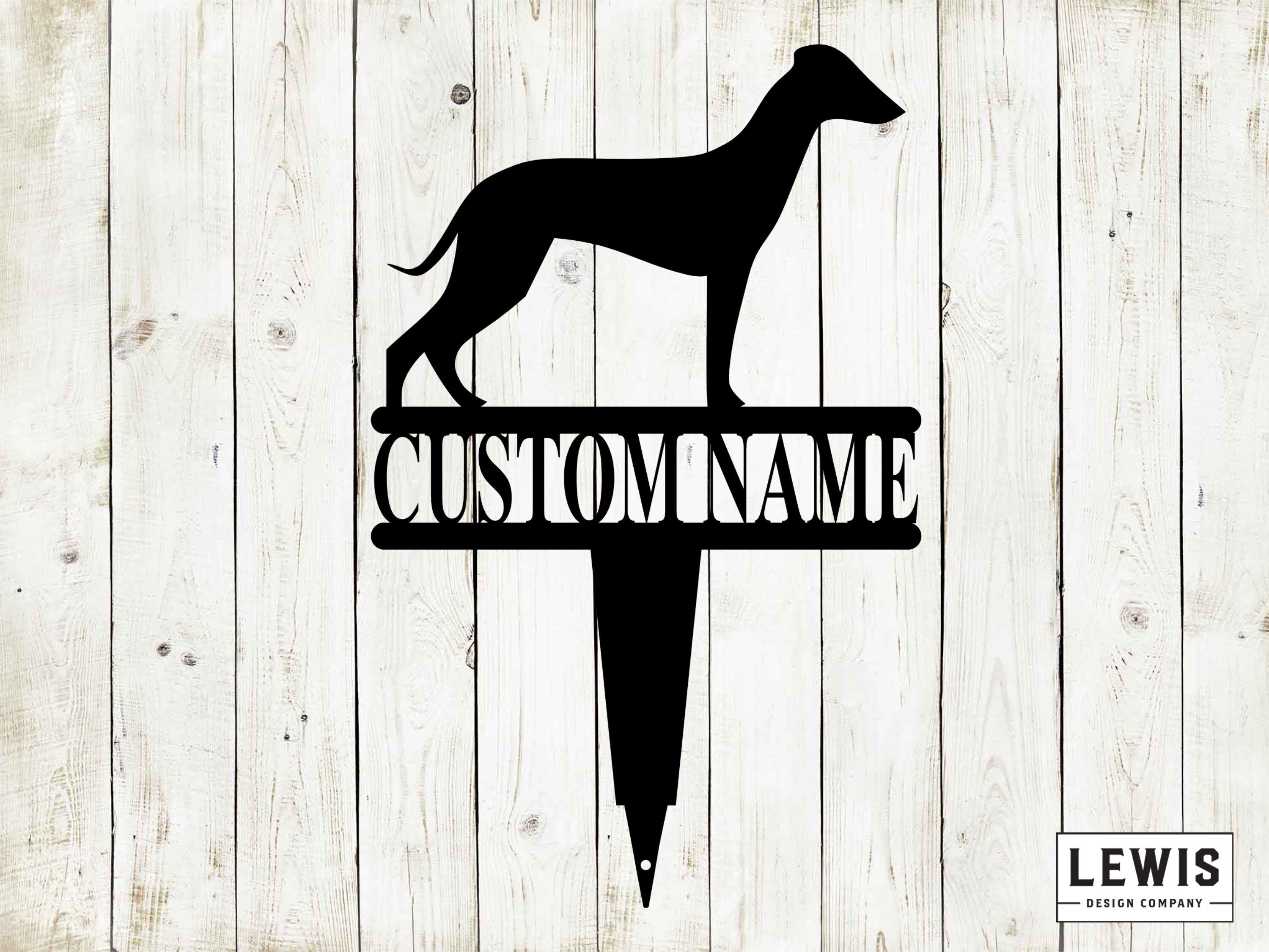 Whippet Yard Stake with Custom Name, Collie Sign, Custom Metal Stake ...