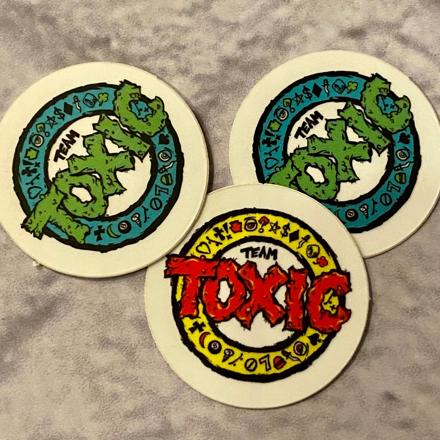 Team Toxic 1” Tiny Round Stickers (pack of 3) – Man Cave And Apparel