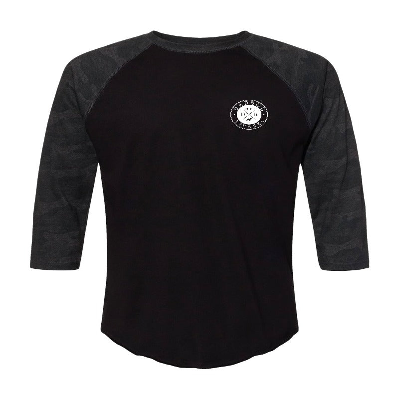 DadBod Logo 3/4 Baseball Sleeve (Black/Storm Camo) – Man Cave And Apparel