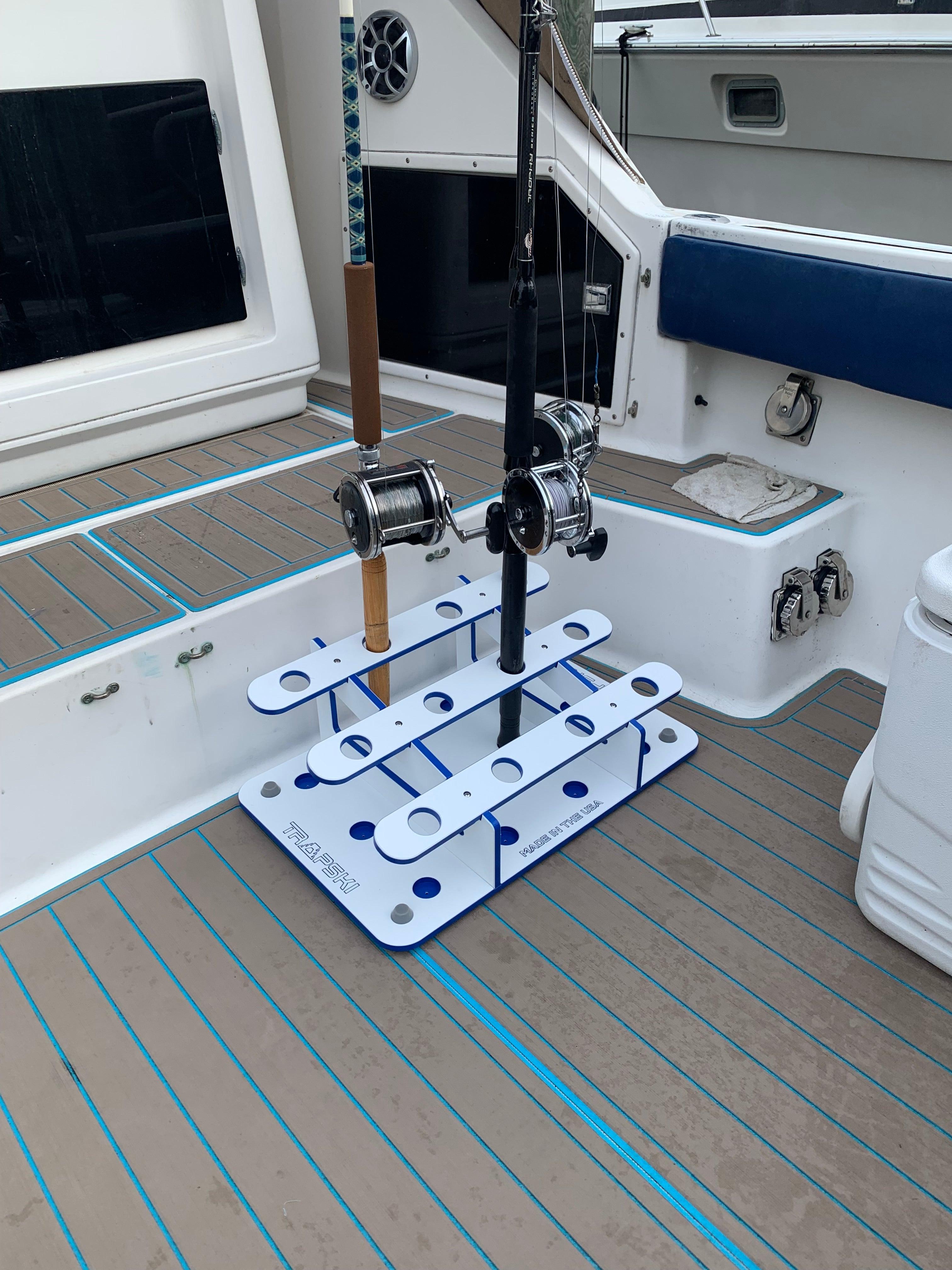 Made in the USA Fishing Rod Rack | 12 Pole Waterproof Wash-down | Dock ...