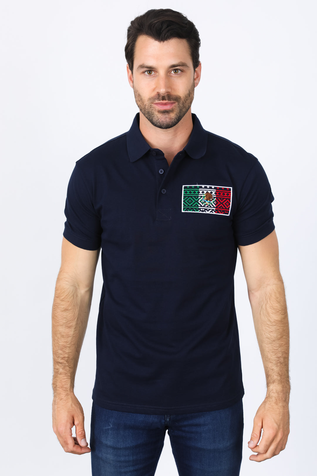 Mens Modern Fit Stretch MEXICO Embroidery Polo – Man Cave And Apparel