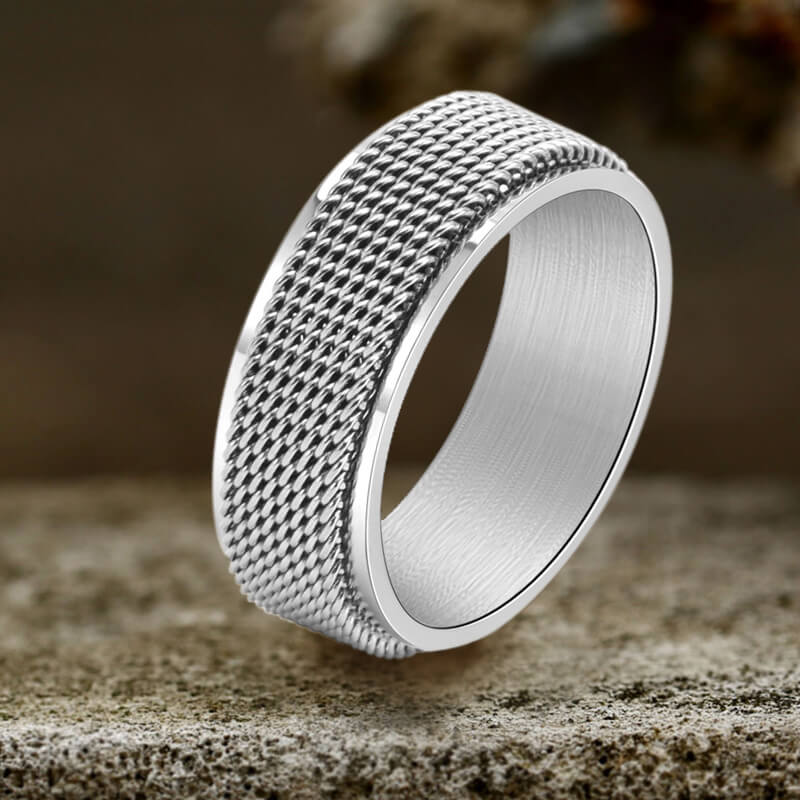 Minimalist Mesh Woven Stainless Steel Spinner Ring – Man Cave And Apparel