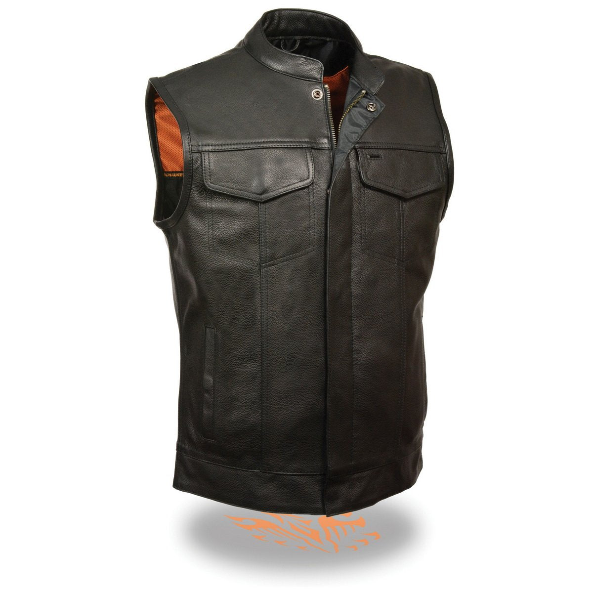 Milwaukee Leather MLM3510 Men's Black Premium Leather Club Style Vest ...