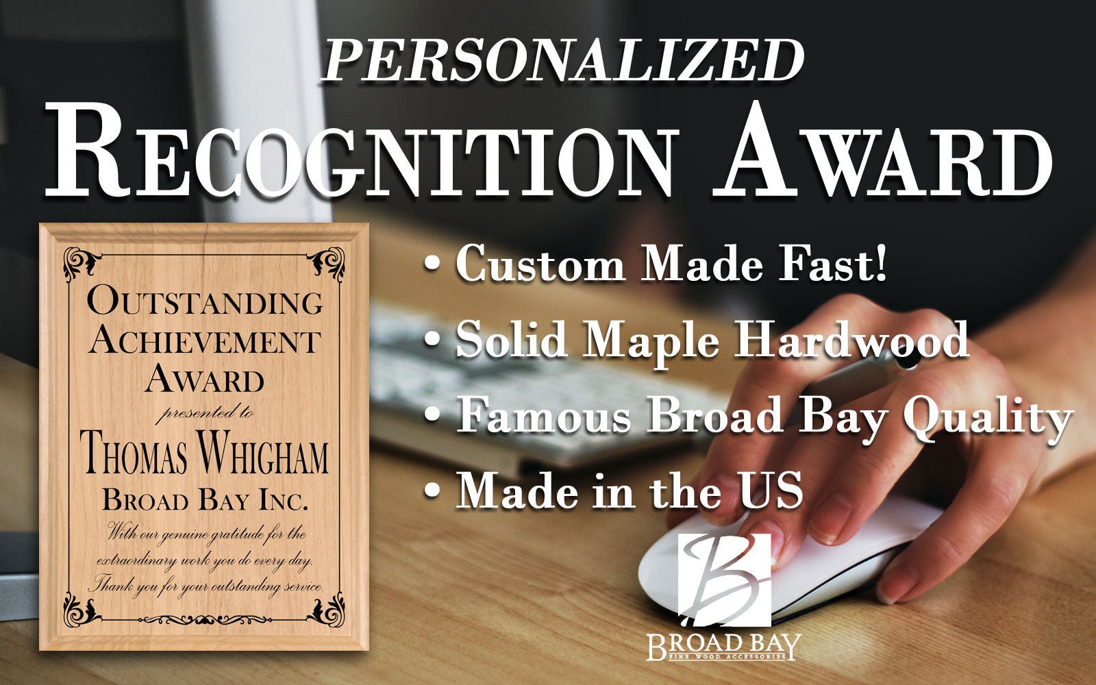 Outstanding Achievement Award Plaque – Personalized Recognition Gift w ...