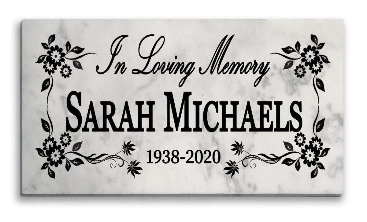 In Loving Memory Memorial Plaque - Solid Marble Stone - Loved One Reme ...