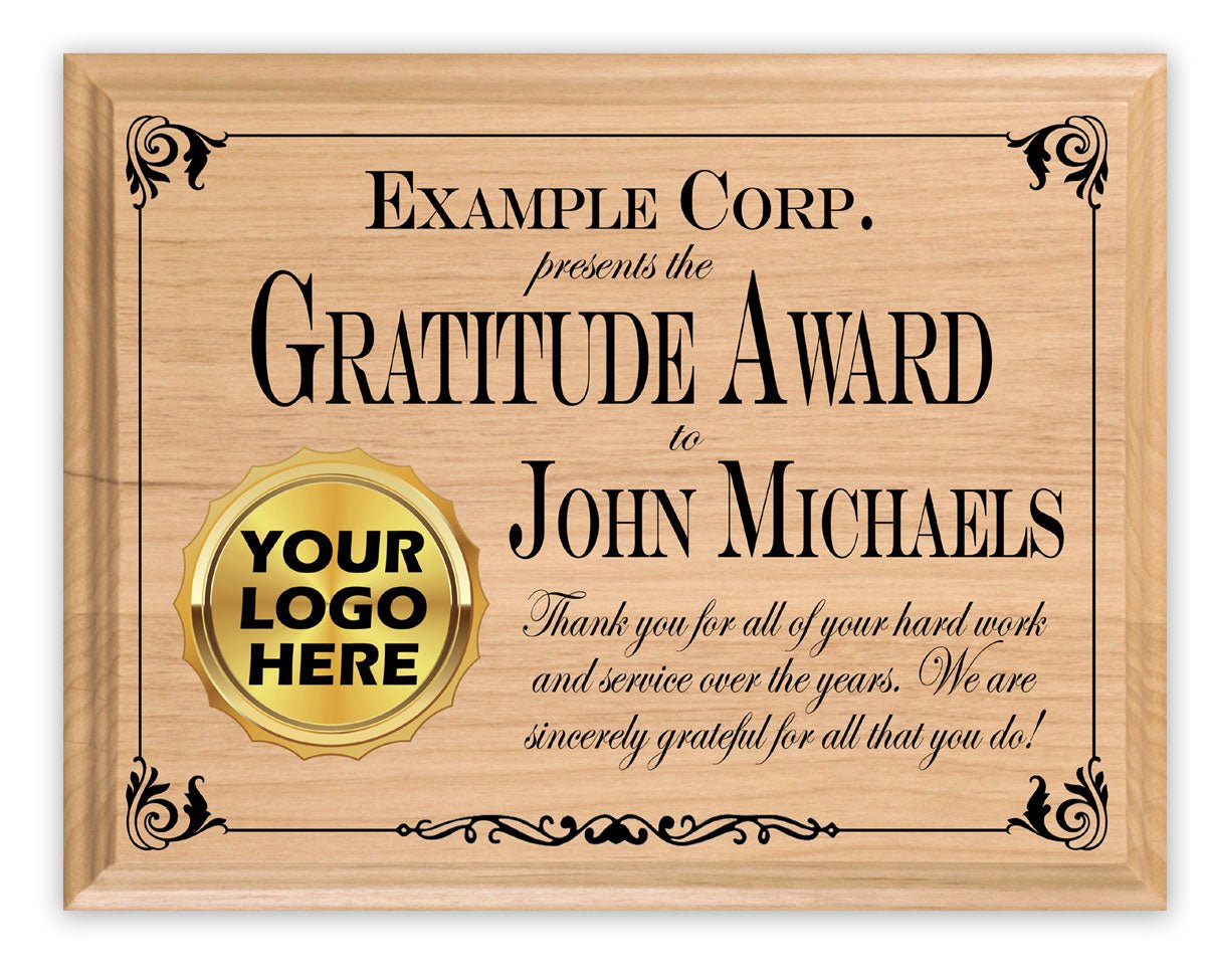 Gratitude Award Plaque – Personalized Employee Recognition Gift with C ...