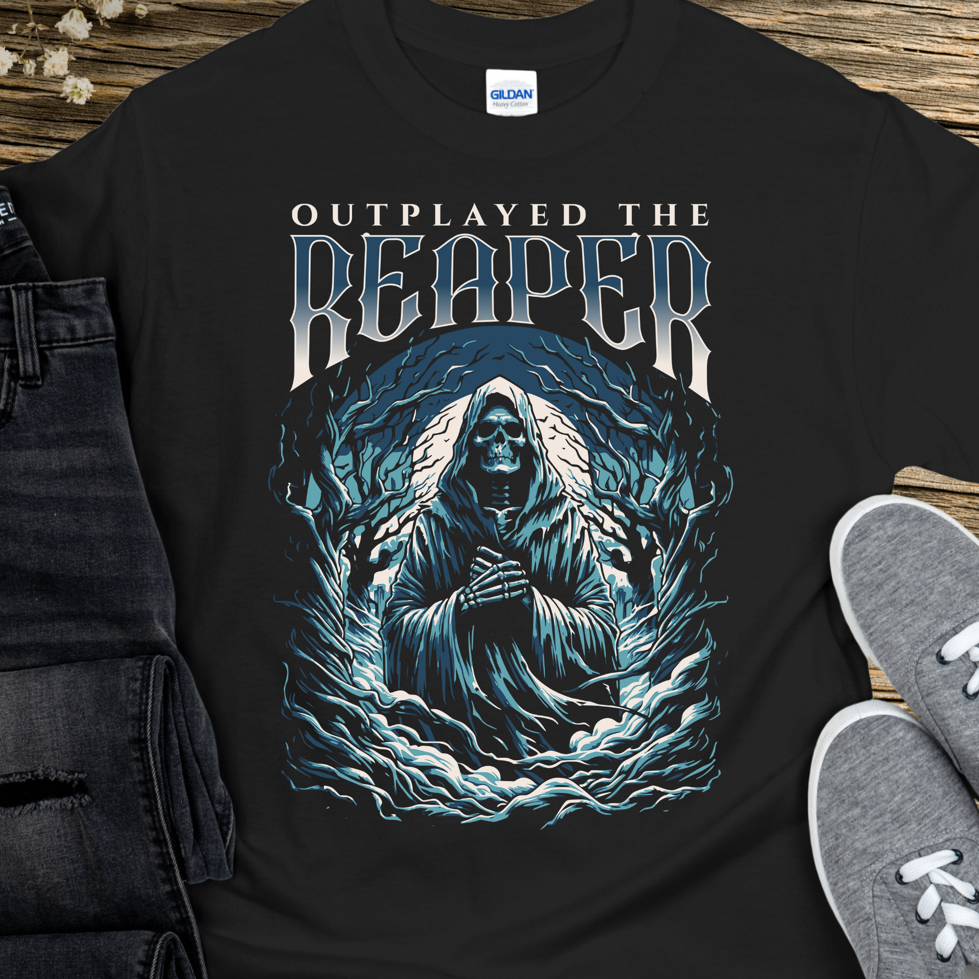 Recovery T-Shirt | Inspiring Sobriety | Outplayed The Reaper – Man Cave ...