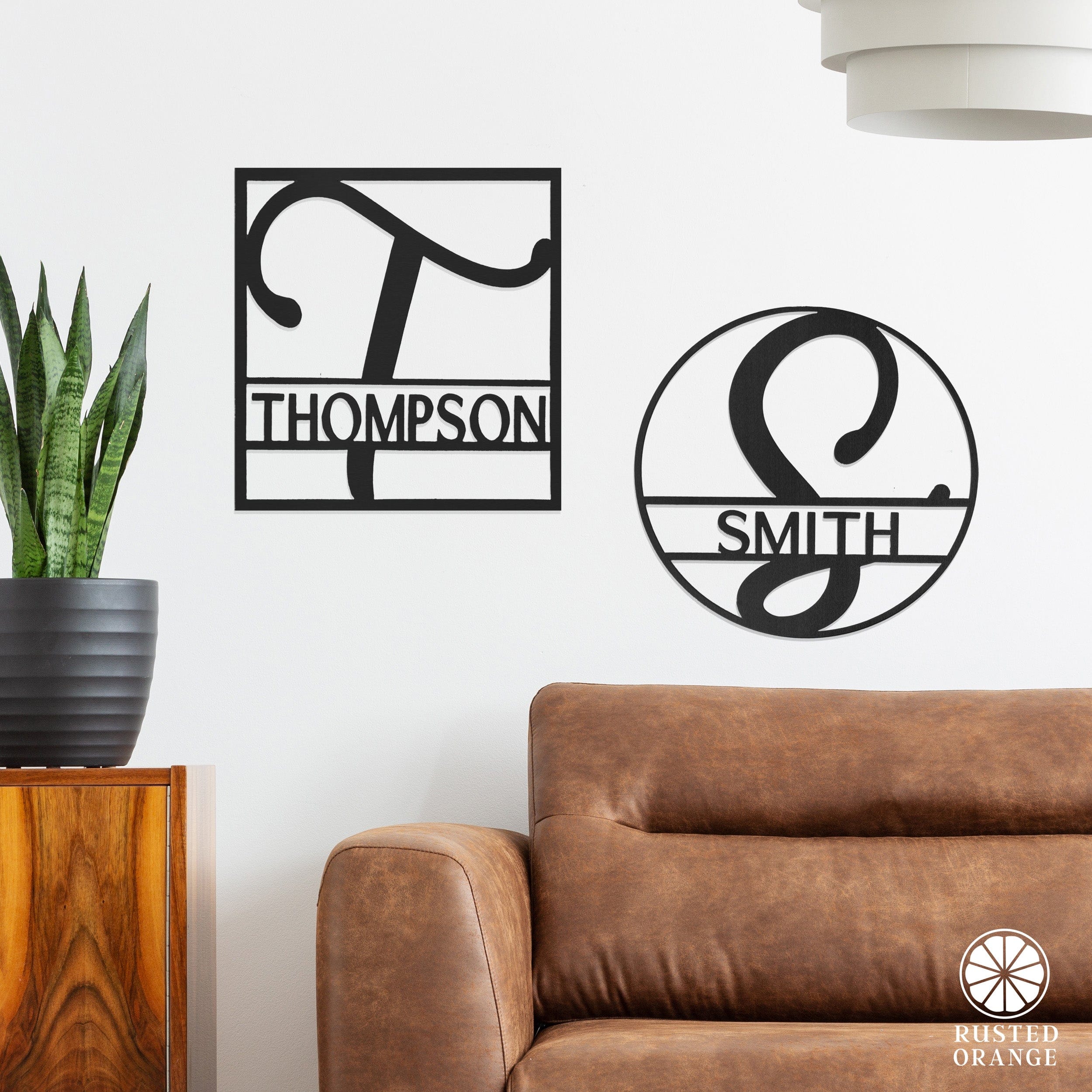 Fullerton Monogram - Circle or Square - Metal Last Name Sign Wall Deco ...