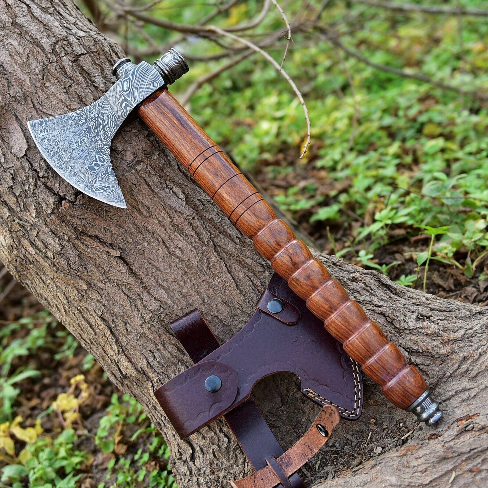 Native American Smoking Tomahawk with Custom Handmade Forged Damascus ...