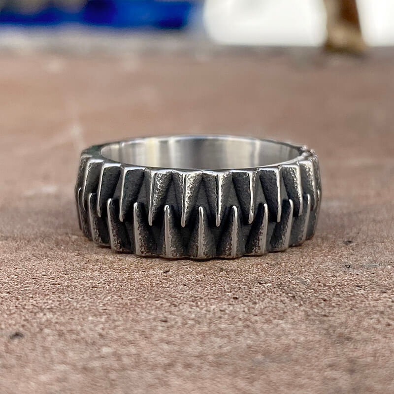 Sharp Teeth Stainless Steel Band Ring – Man Cave And Apparel