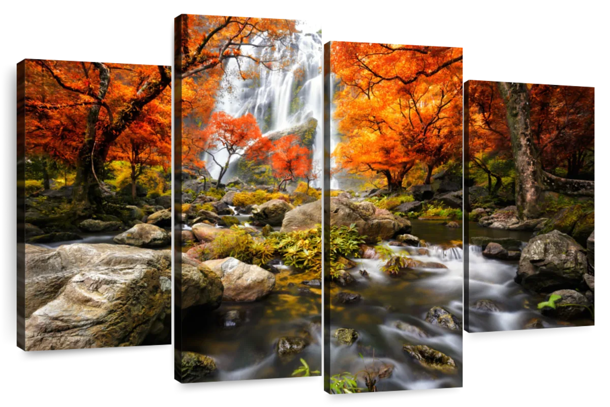 Stunning Autumn Waterfall Wall Art – Man Cave And Apparel