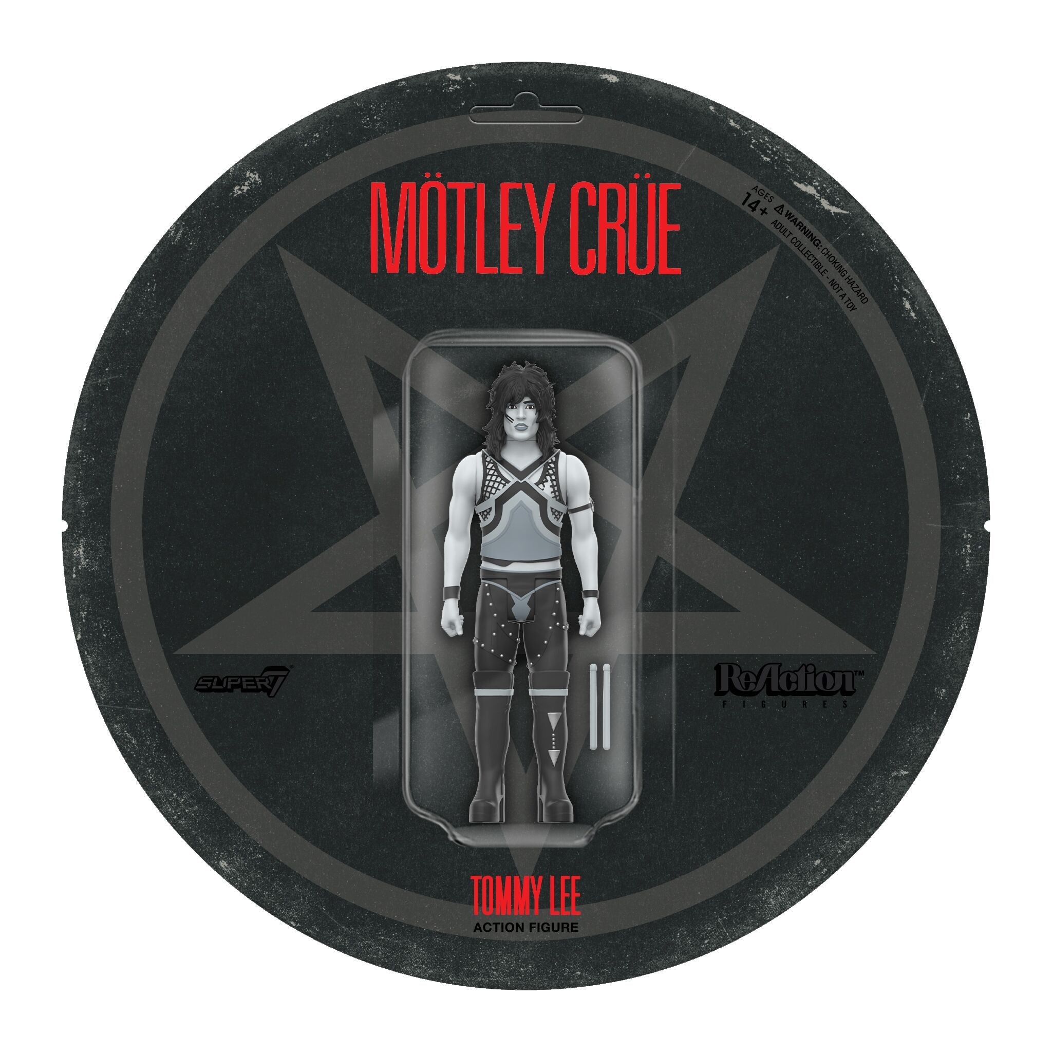 Super7 x Mötley Crüe - Tommy Lee (Shout At The Devil B&W) ReAction Fig ...