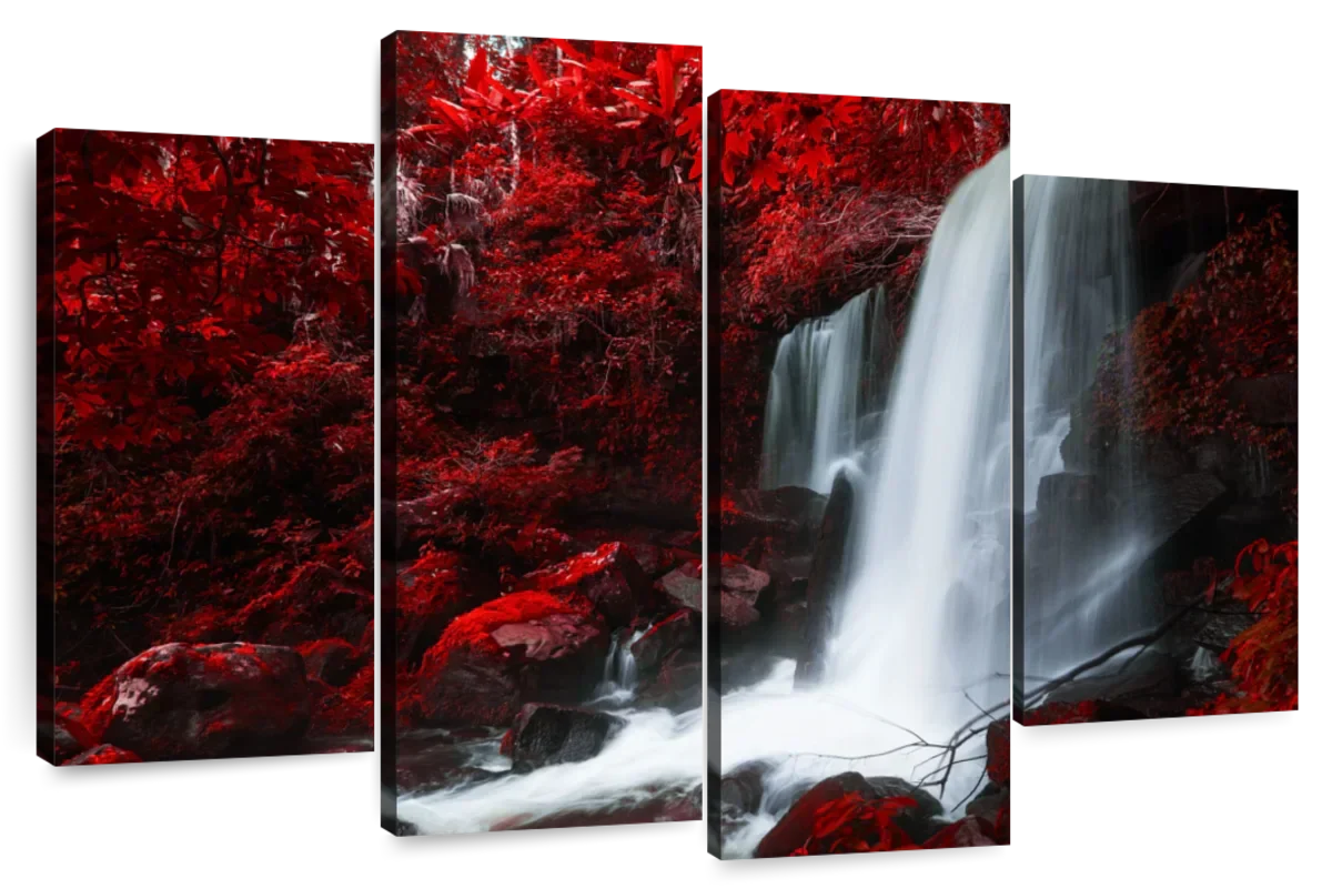 Red Autumn Waterfall Wall Art – Man Cave And Apparel