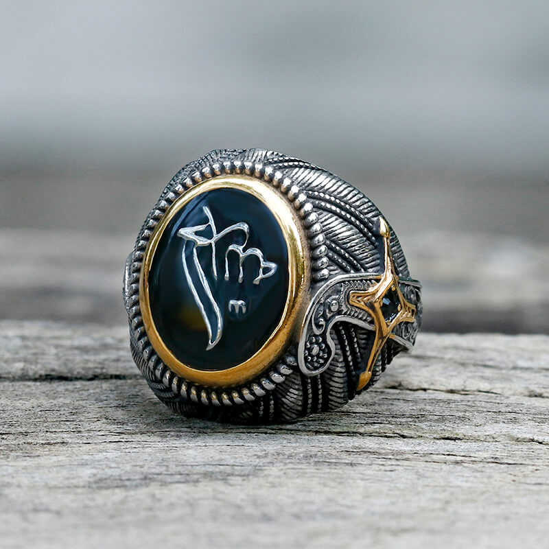 Vintage Epoxy Embossed Stainless Steel Ring – Man Cave And Apparel
