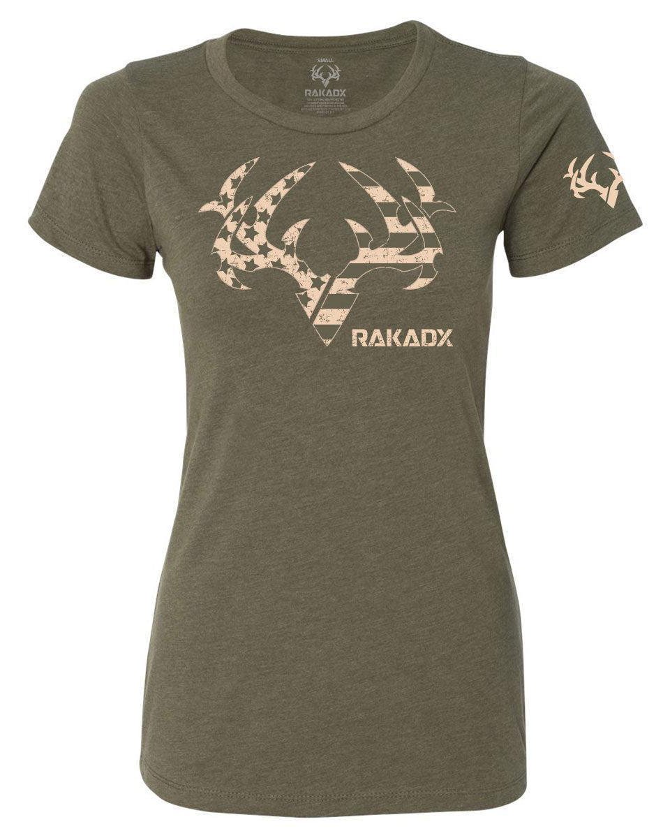 Womens Olive Star Spangled Rak Tee – Man Cave And Apparel